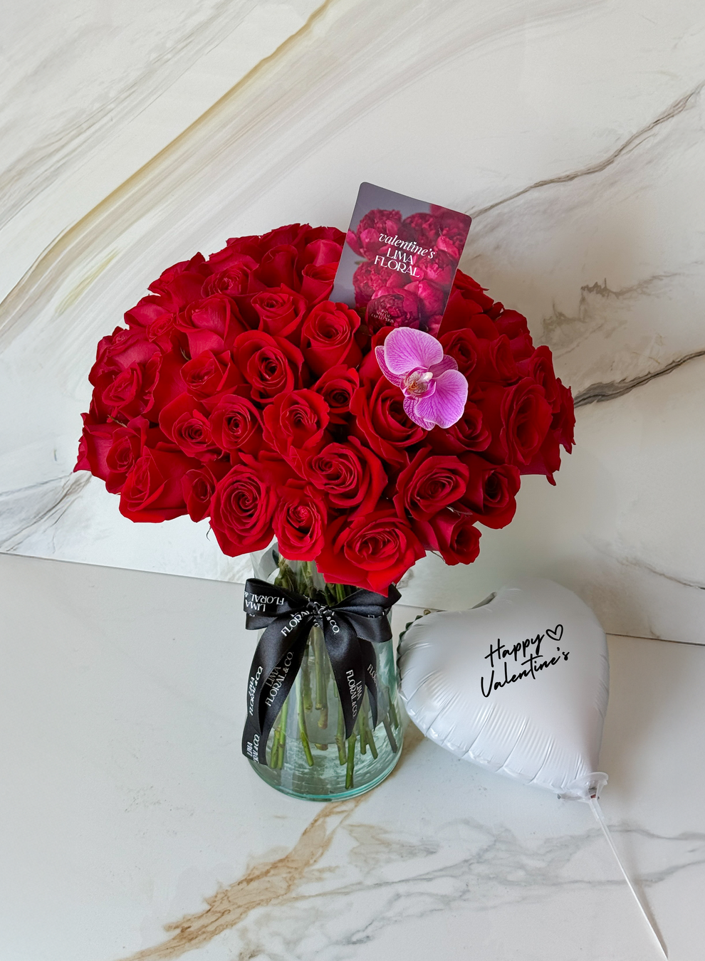 Jarrón love: 70 rosas premium – Lima Floral & Co.